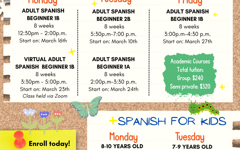 Spring Spanish Classes Adults & Youth | Downtown Campbell